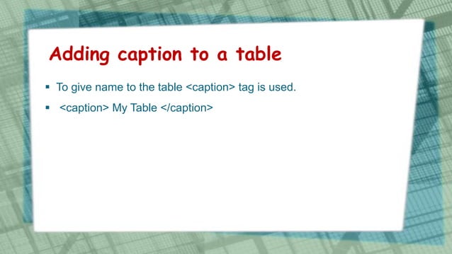 Std 10 Computer Chapter 4 List And Table Handling In Html Part 2 Table In Html Ppt 1045