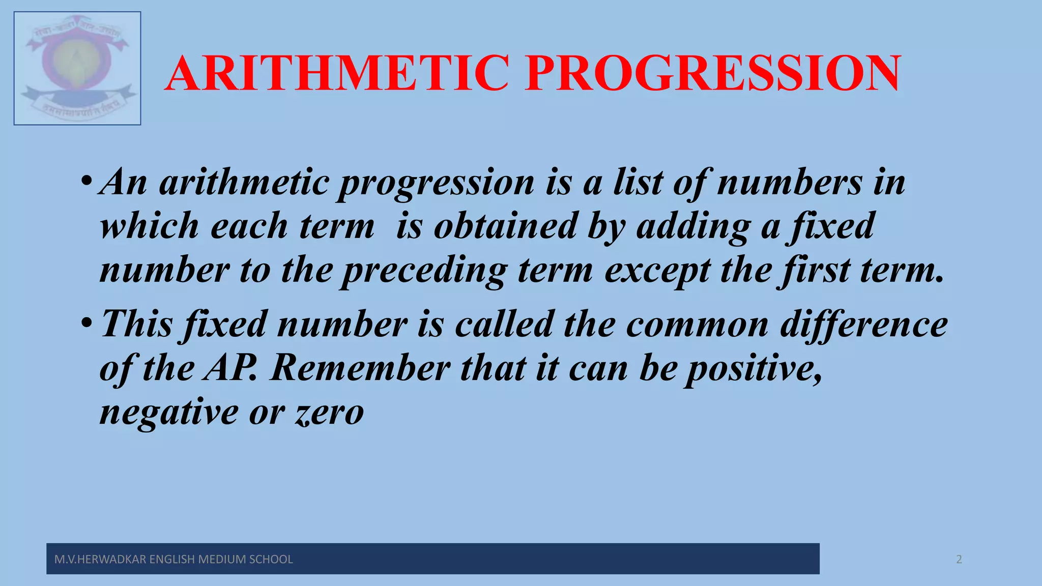 Std 10th Maths Arithemetic Progression.pptx
