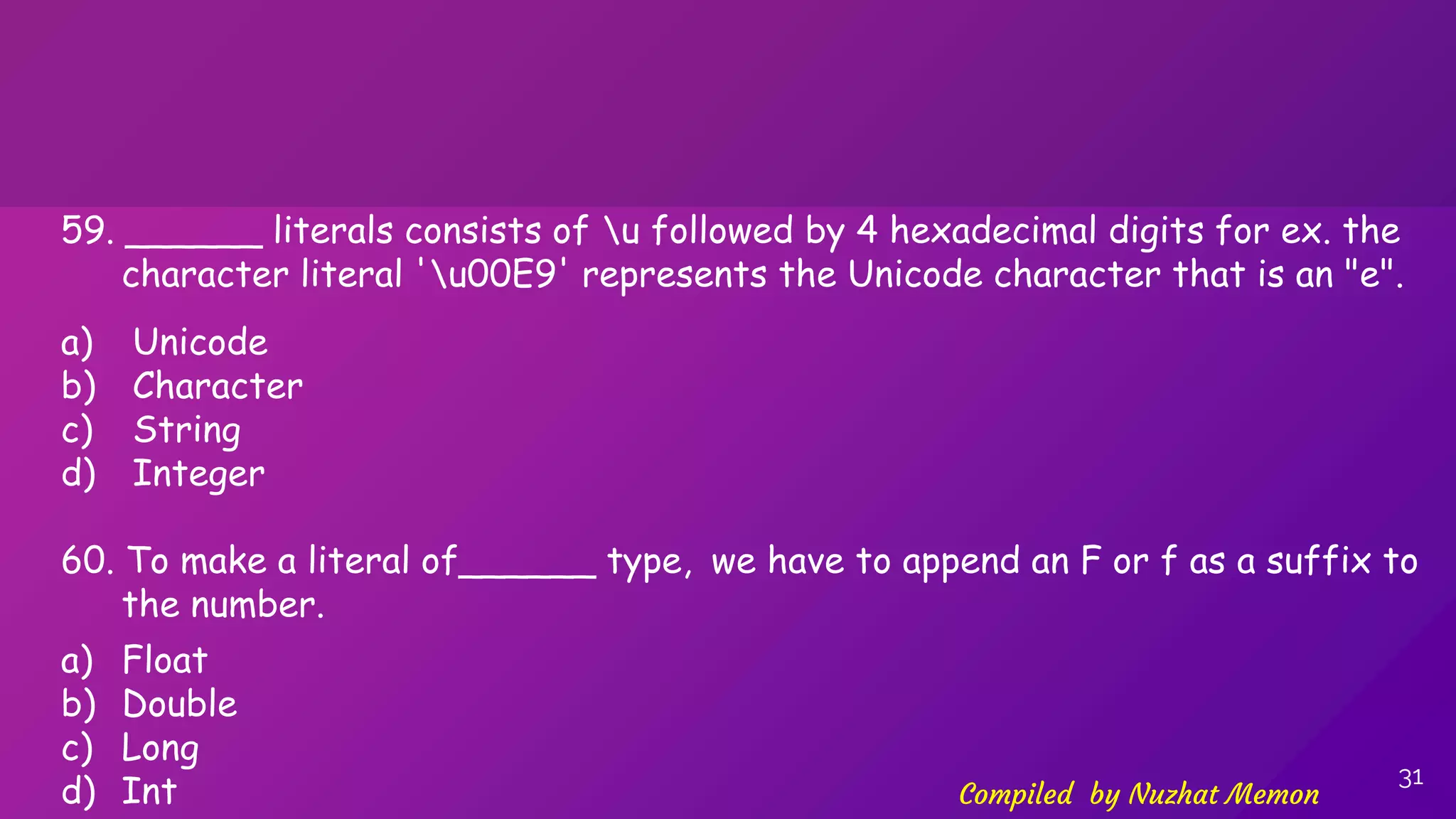 Std 12 chapter 7 Java Basics Important MCQs | PPTX
