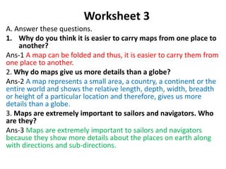 Std 3 Worksheet Ch 2 Globes and Maps | PPTX