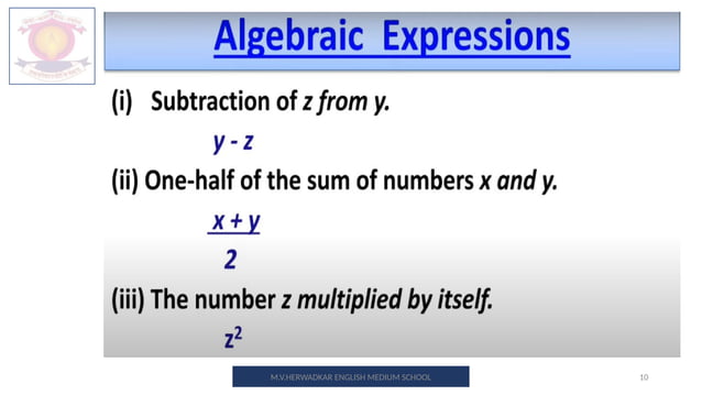 STD 7 ALGEBRAIC EXPRESSIONS.pptx ppt ppt ppt | PPTX