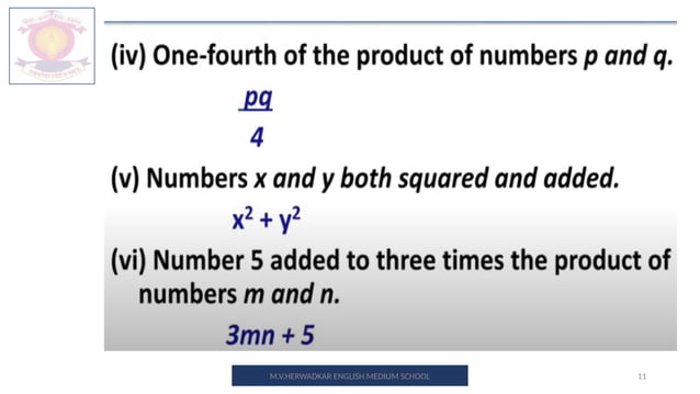 STD 7 ALGEBRAIC EXPRESSIONS.pptx ppt ppt ppt | PPTX