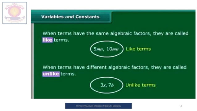 STD 7 ALGEBRAIC EXPRESSIONS.pptx ppt ppt ppt | PPTX