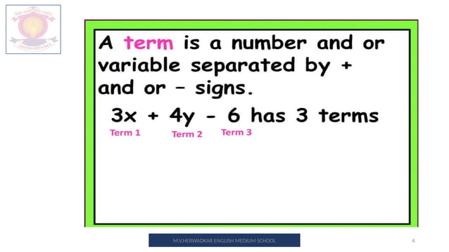 STD 7 ALGEBRAIC EXPRESSIONS.pptx ppt ppt ppt | PPTX