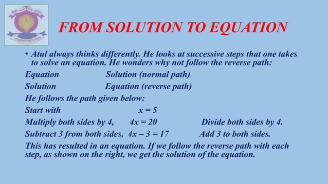Std 7th Chapter 4 Simple Equation.pptx | Physics | Science