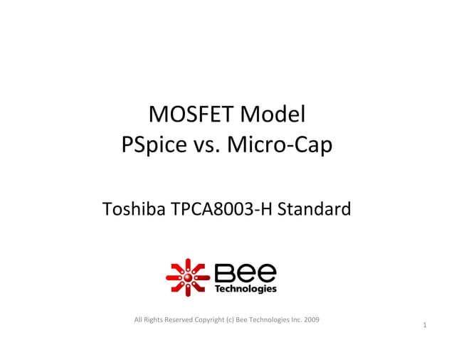 MOSFET Model PSpice vs. Micro-Cap using TOSHIBA MOSFET | PPT | Computer ...