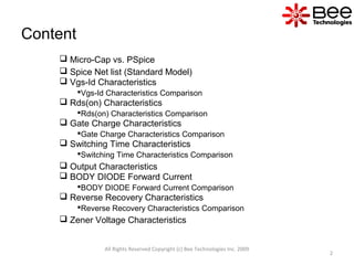 MOSFET Model PSpice vs. Micro-Cap using TOSHIBA MOSFET | PPT