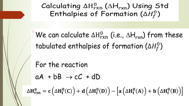 Standard Enthalpy Formation | PPT