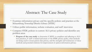 STDL Privacy Project Case Study Research Proposal | PPT