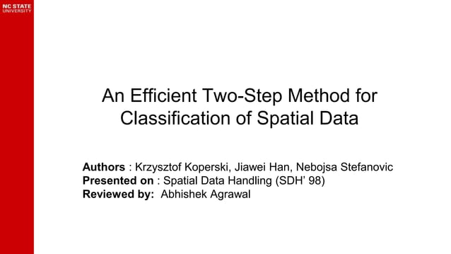 Two-step Classification method for Spatial Decision Tree | PPT