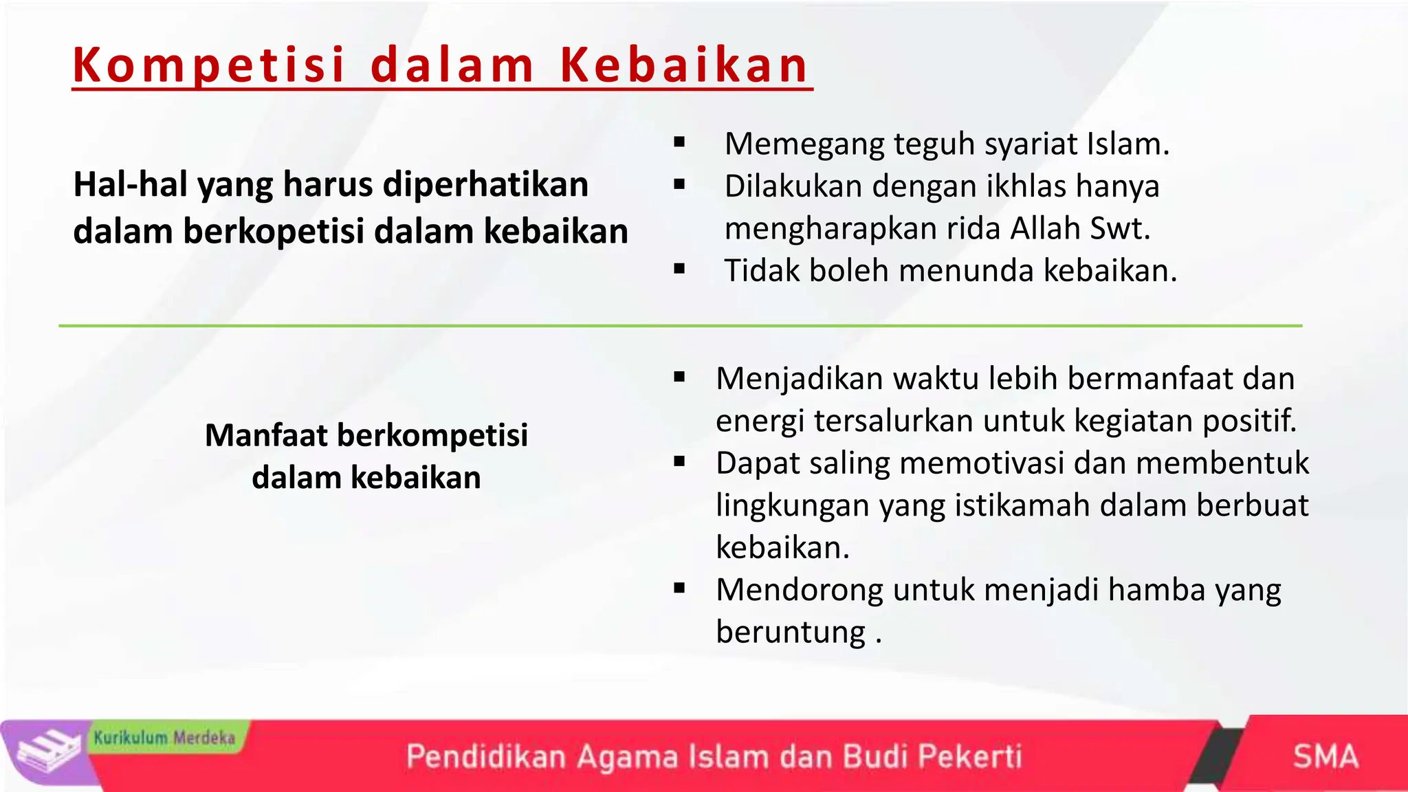 materi PAI kelas X Tentang Kompetisi dalam kebaikan dan Etos Kerja | PPTX