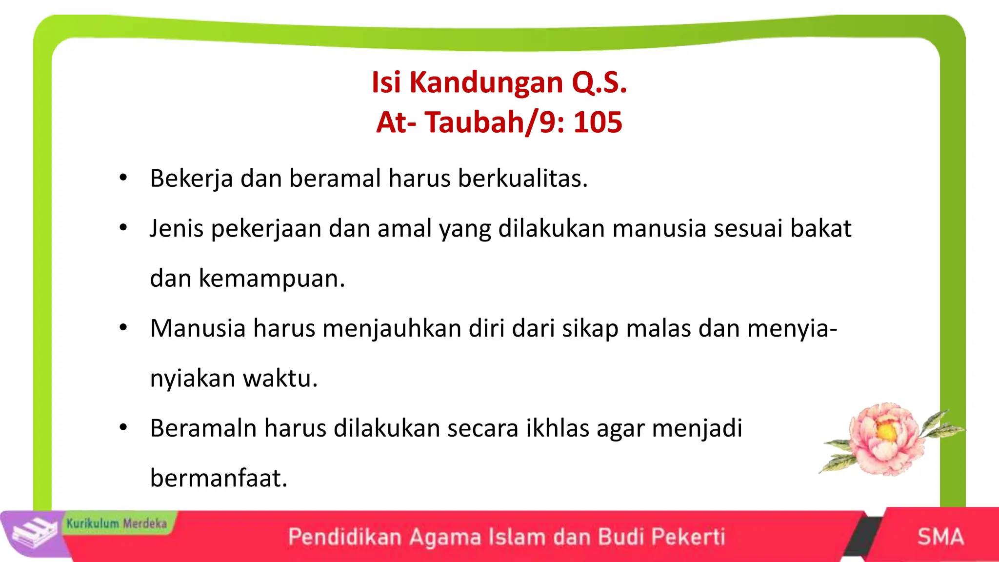 materi PAI kelas X Tentang Kompetisi dalam kebaikan dan Etos Kerja | PPTX