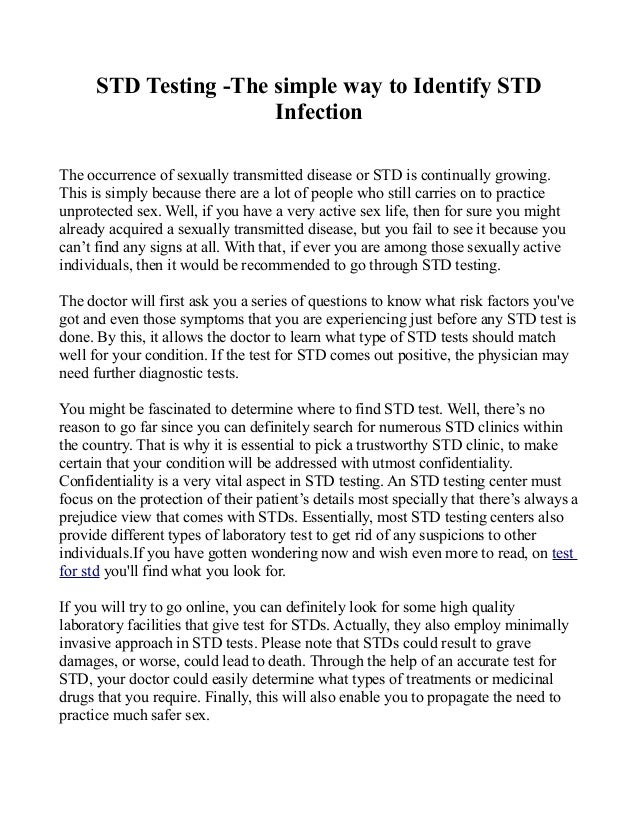 STD Testing -The simple way to Identify STD Infection