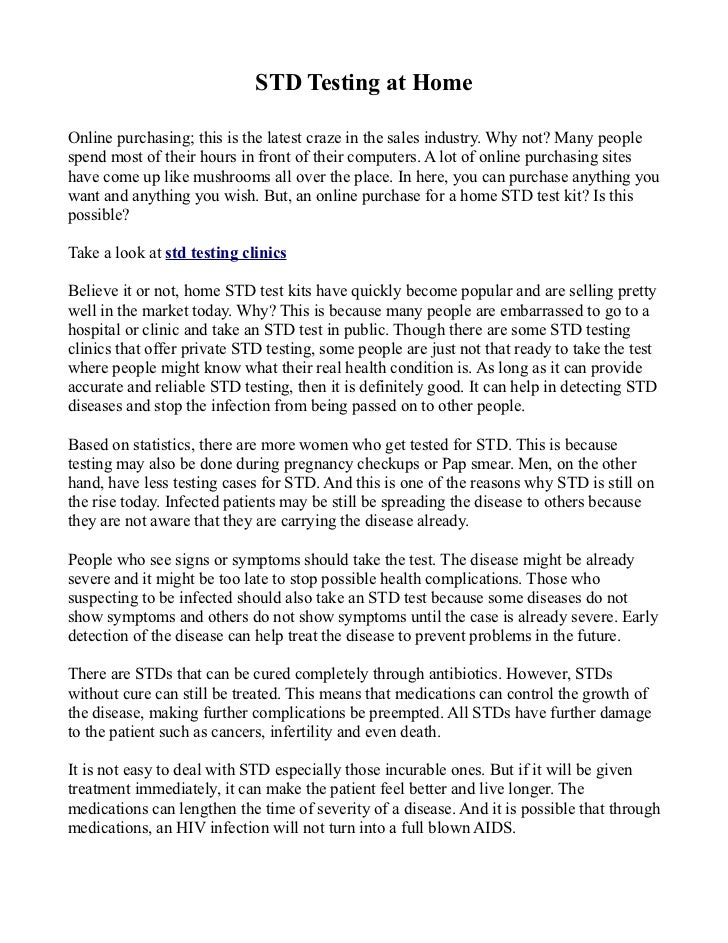 Std Testing At Home