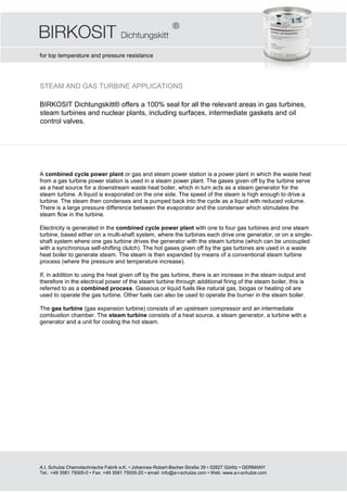 Birkosit Sealing Compound for Steam and Gas Turbines | PDF | Power and ...