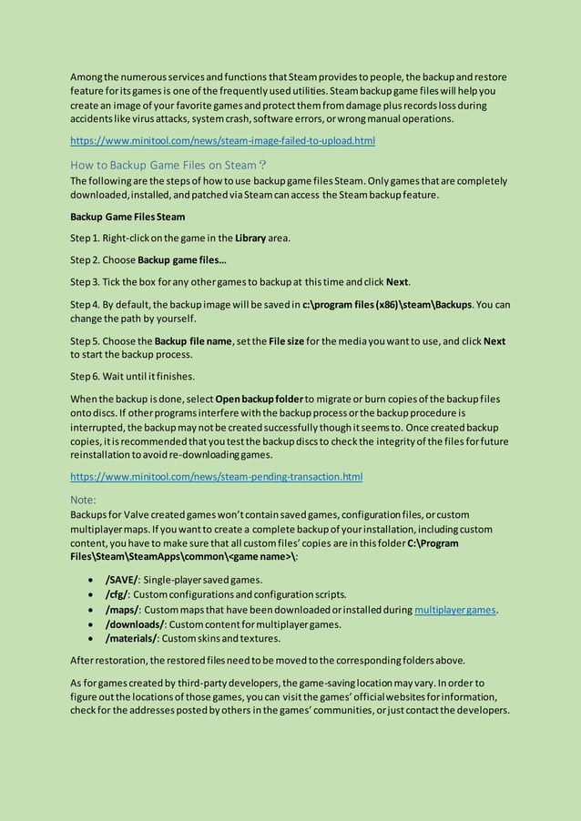 Steam backup-game-files | DOCX | Operating Systems | Computer Software and Applications