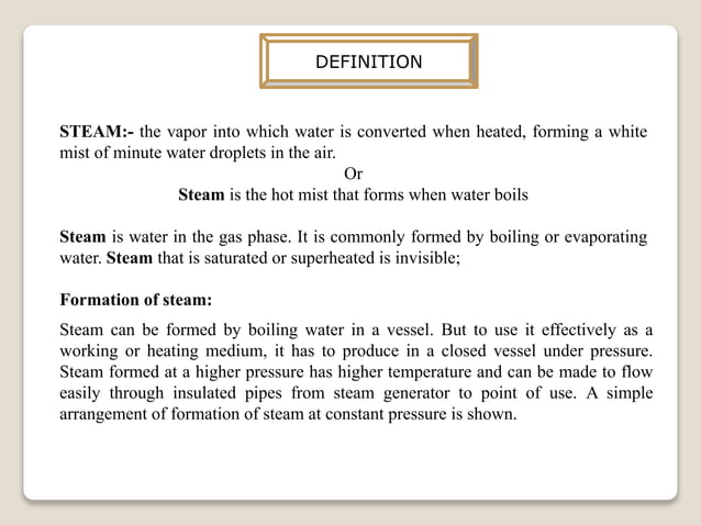 Steam and its properties and steam table | PPTX | Chemistry | Science