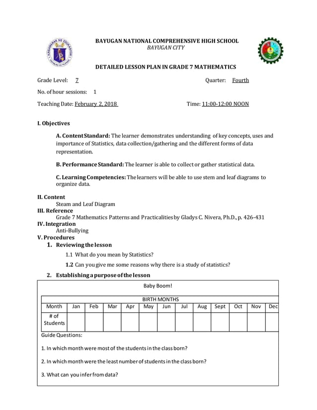 Steam and leaf diagram | PDF
