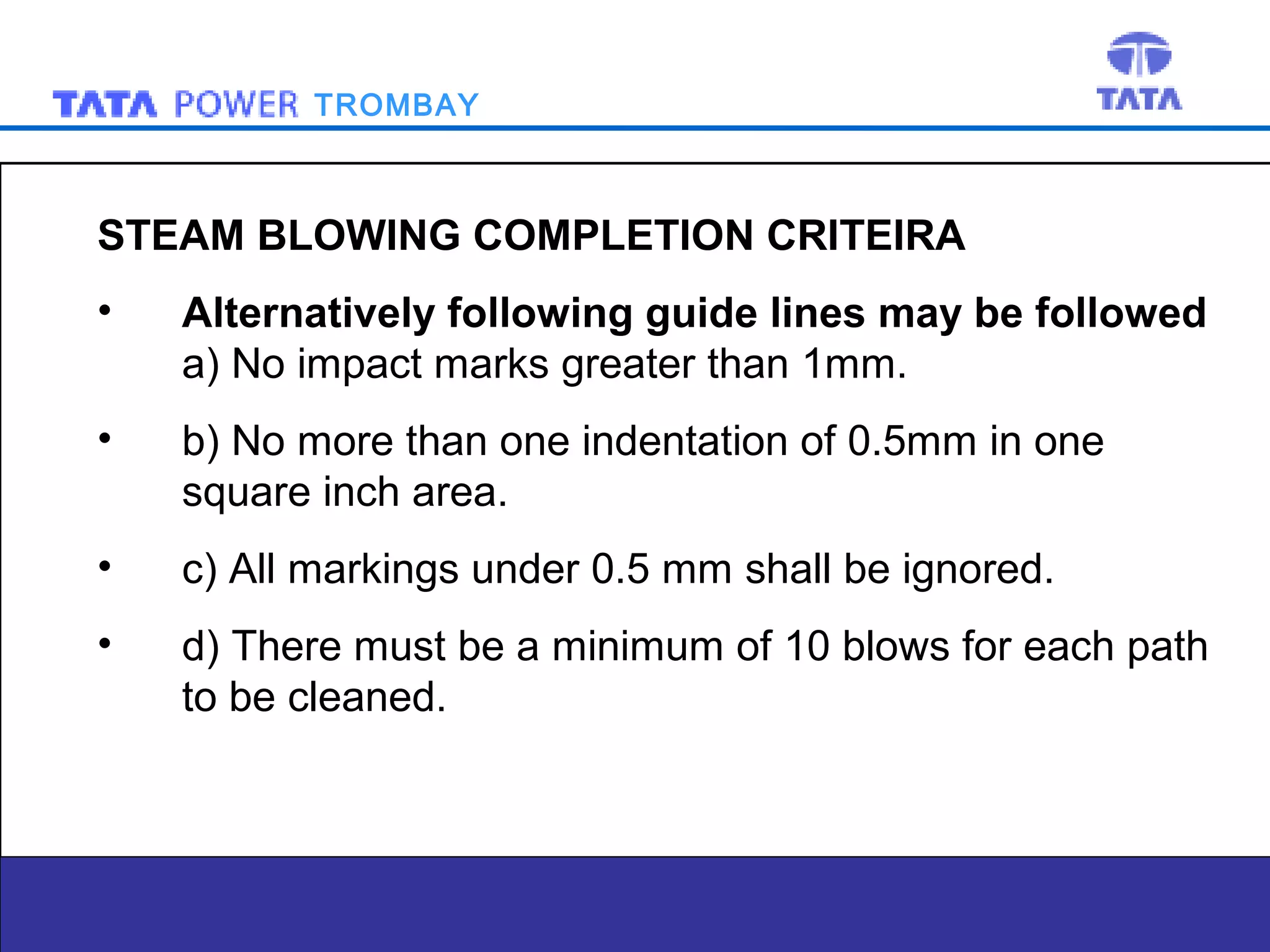 Steam blowing procedure | PPS