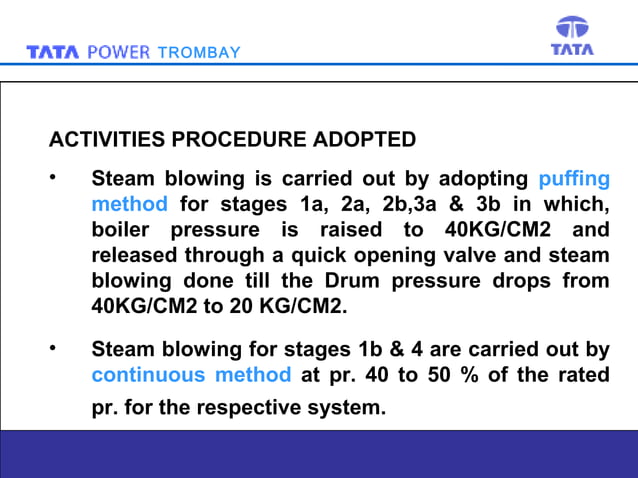 Steam blowing procedure | PPS | Technology & Computing