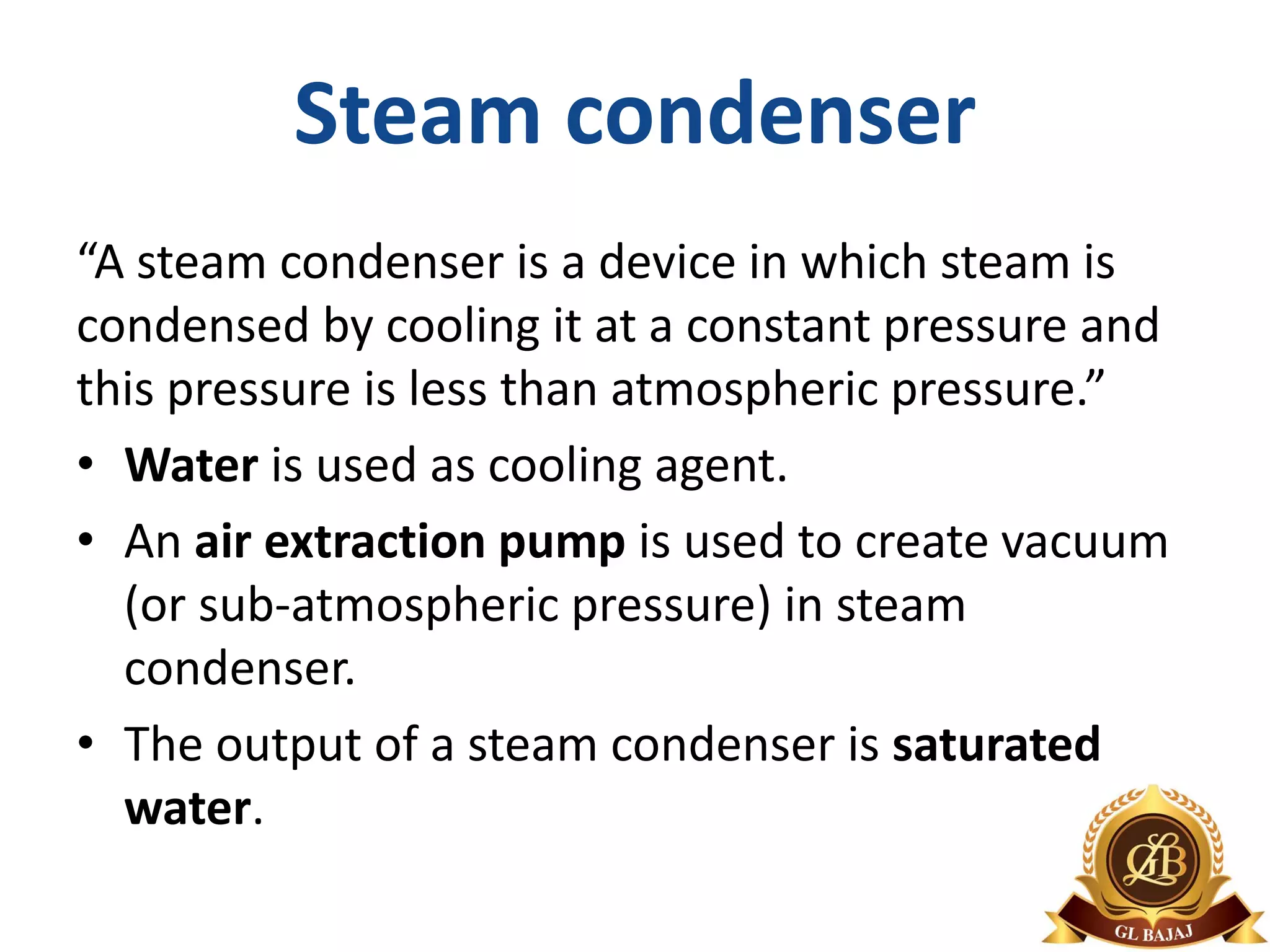 Steam condensers - Part 1 (introduction and classification) | PPT