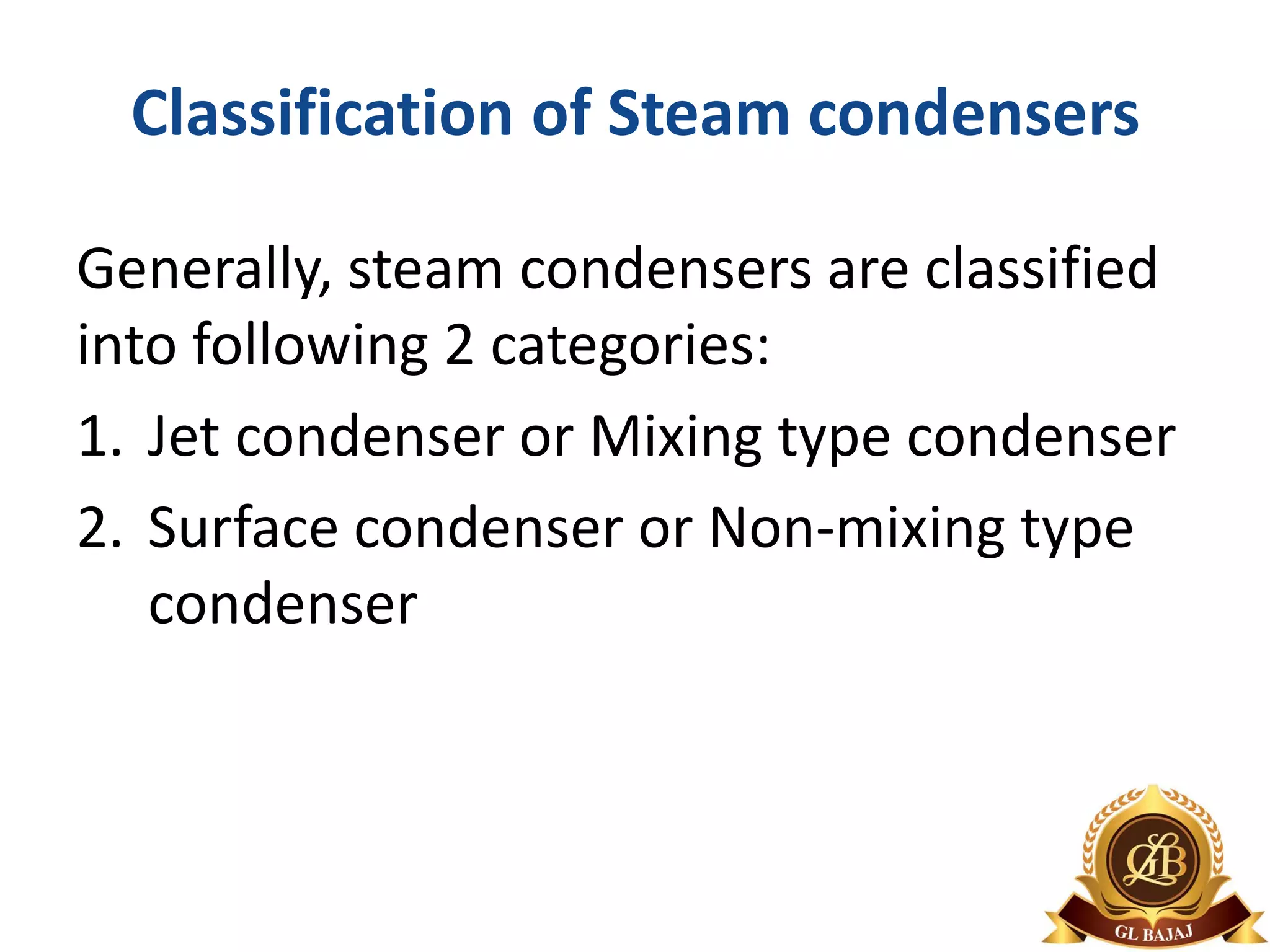 Steam condensers - Part 1 (introduction and classification) | PPT