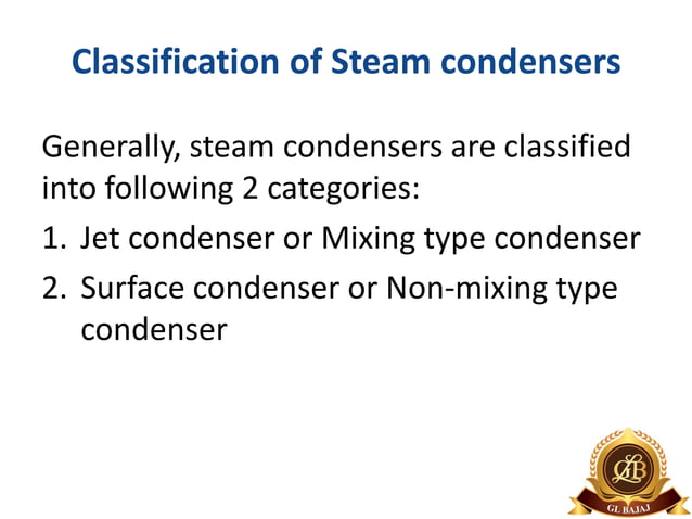 Steam condensers - Part 1 (introduction and classification) | PPT