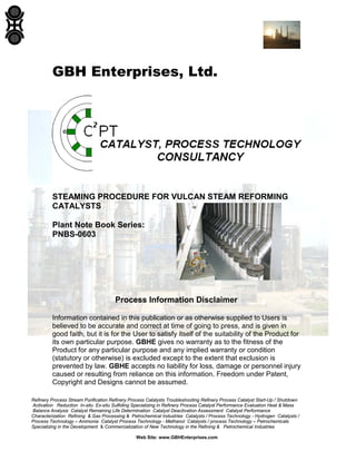 STEAMING PROCEDURE FOR VULCAN STEAM REFORMING CATALYSTS | PDF