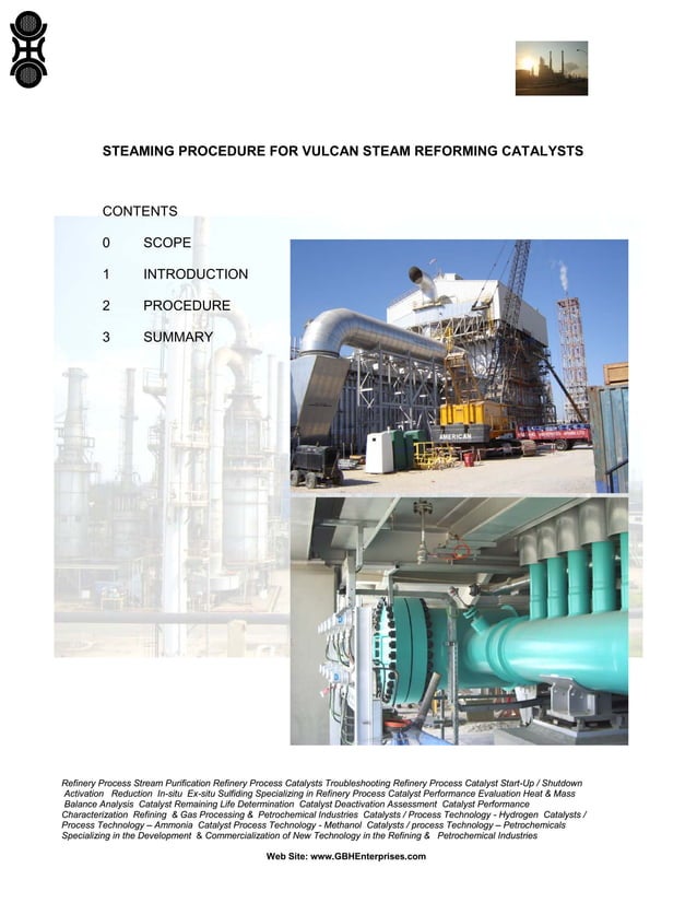 STEAMING PROCEDURE FOR VULCAN STEAM REFORMING CATALYSTS | PDF