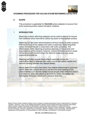 STEAMING PROCEDURE FOR VULCAN STEAM REFORMING CATALYSTS | PDF