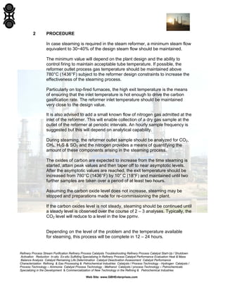 STEAMING PROCEDURE FOR VULCAN STEAM REFORMING CATALYSTS | PDF