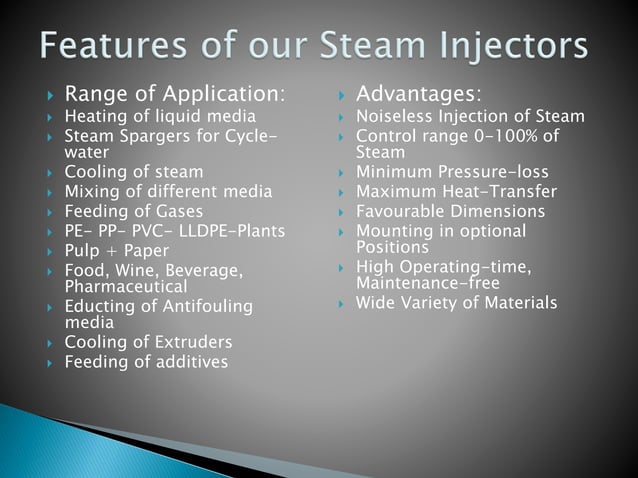 Steam Injectors / Mixing Nozzles | PPSX | Technology & Computing