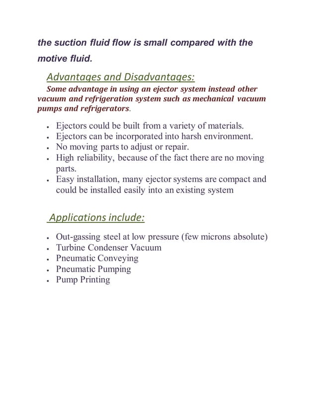 Steam jet ejectors | DOCX | Physics | Science