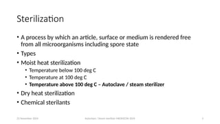 Working of Steam sterilizer or autoclave | PPTX