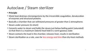 Working of Steam sterilizer or autoclave | PPTX