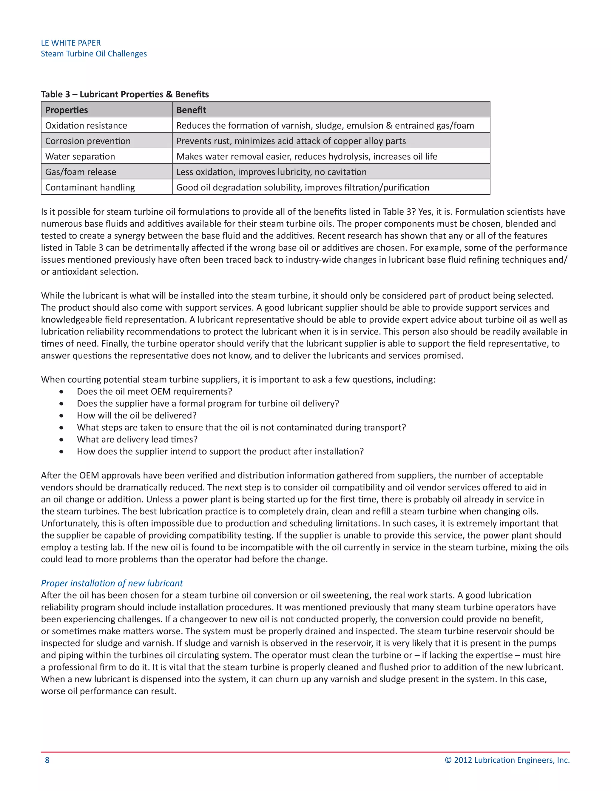 Steam turbine oil_challenges | PDF