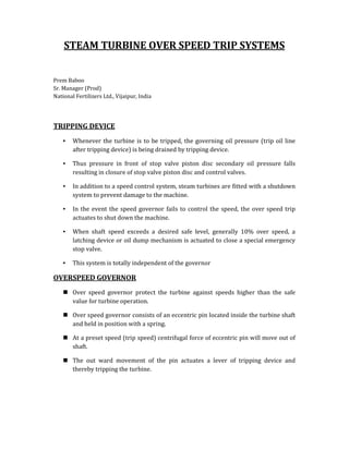 Steam turbine over speed trip systems (6) | PDF