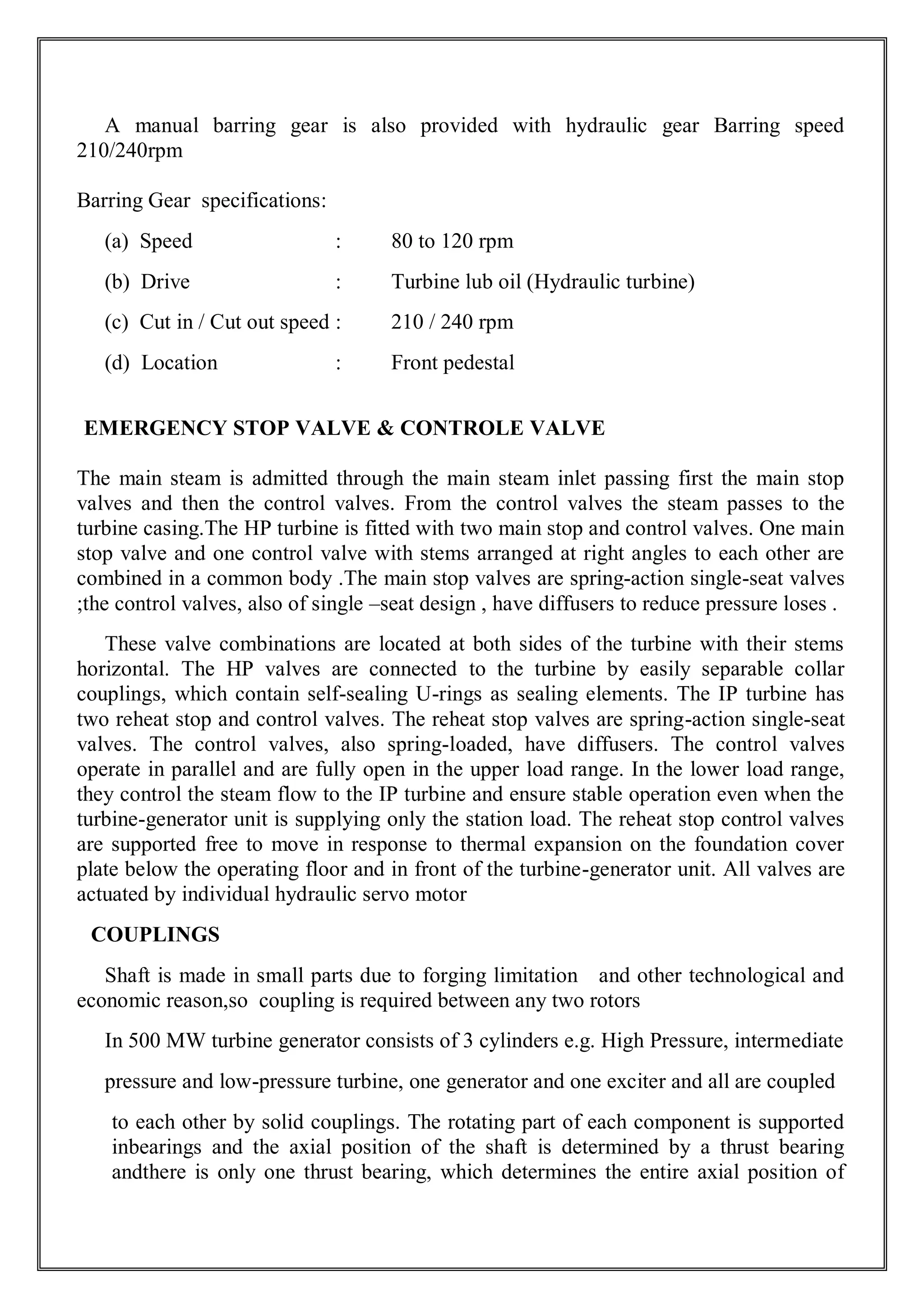 Steam turbines and its associated systems(ntpc ramagundam) | PDF