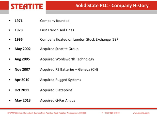 Steatite Company Overview | PPT