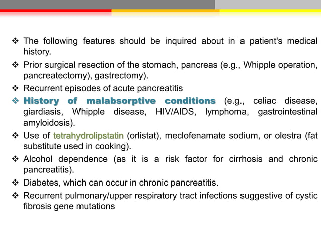 Steatorrhea, Chyluria, Gallstone (Cholelithiasis), Pancreatitis ...