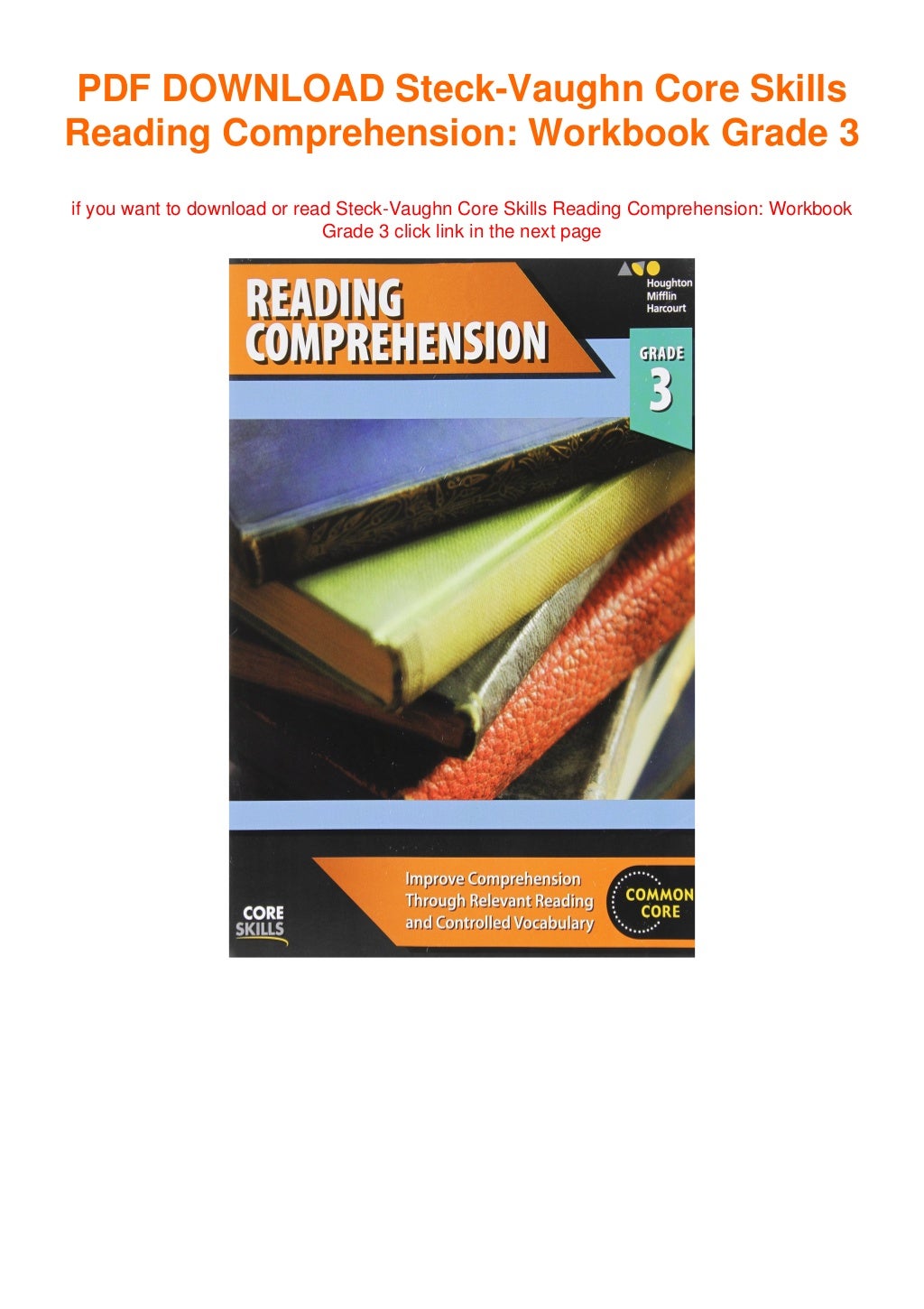 Steck-Vaughn Core Skills Reading Comprehension: Workbook Grade 3 full_online
