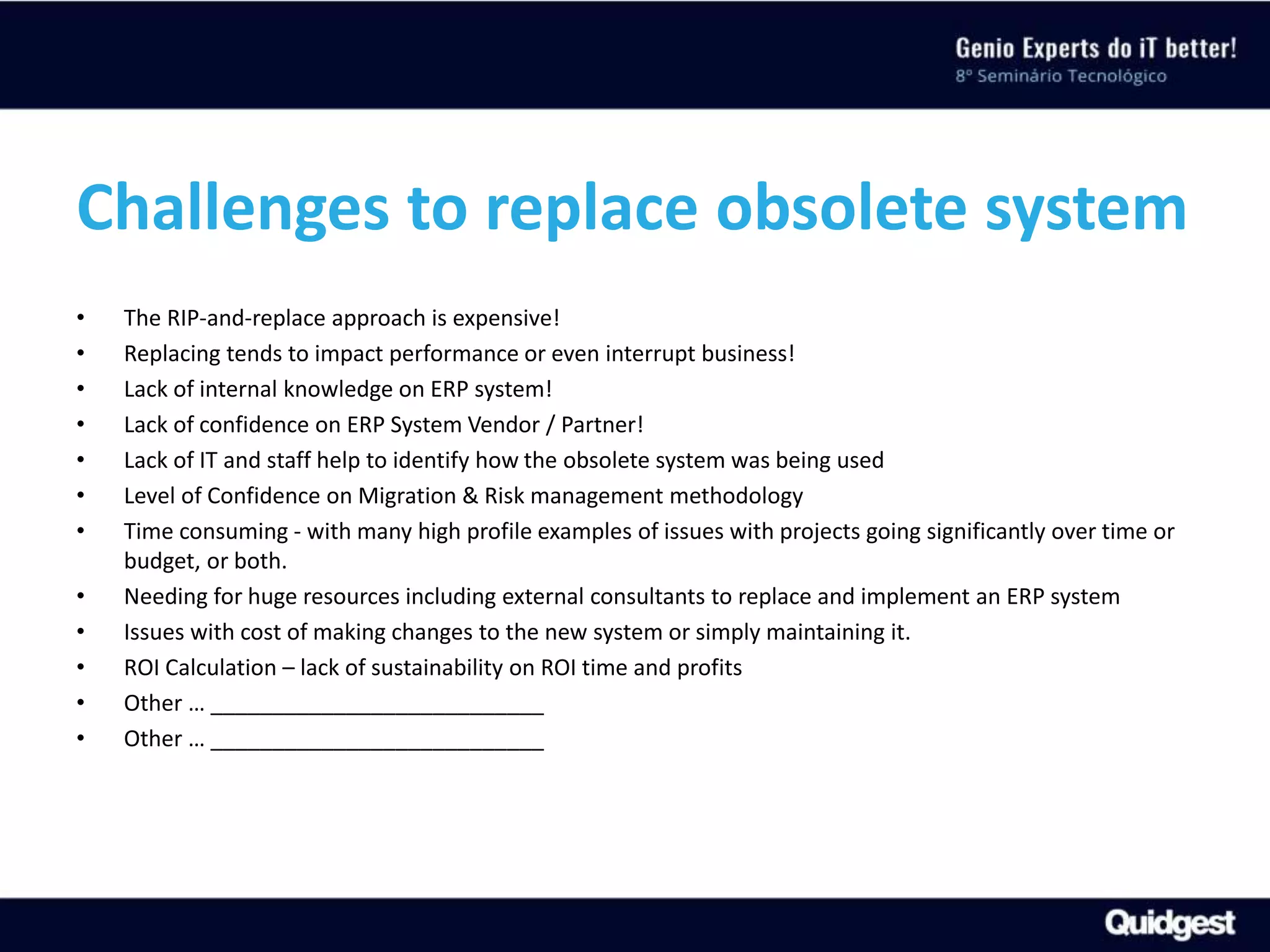 Replacing obsolete ERP software systems with Genio | PPTX