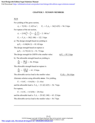 Steel Design 6th Edition Segui Solutions Manual | PDF
