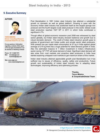 Steel industry-in-india-2013-report | PDF
