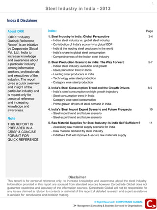 Steel industry-in-india-2013-report | PDF