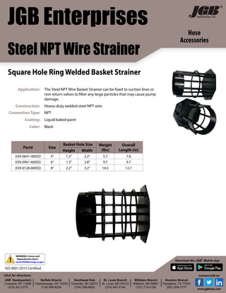 Steel NPT Wire Strainer - Hose Accessories | PDF