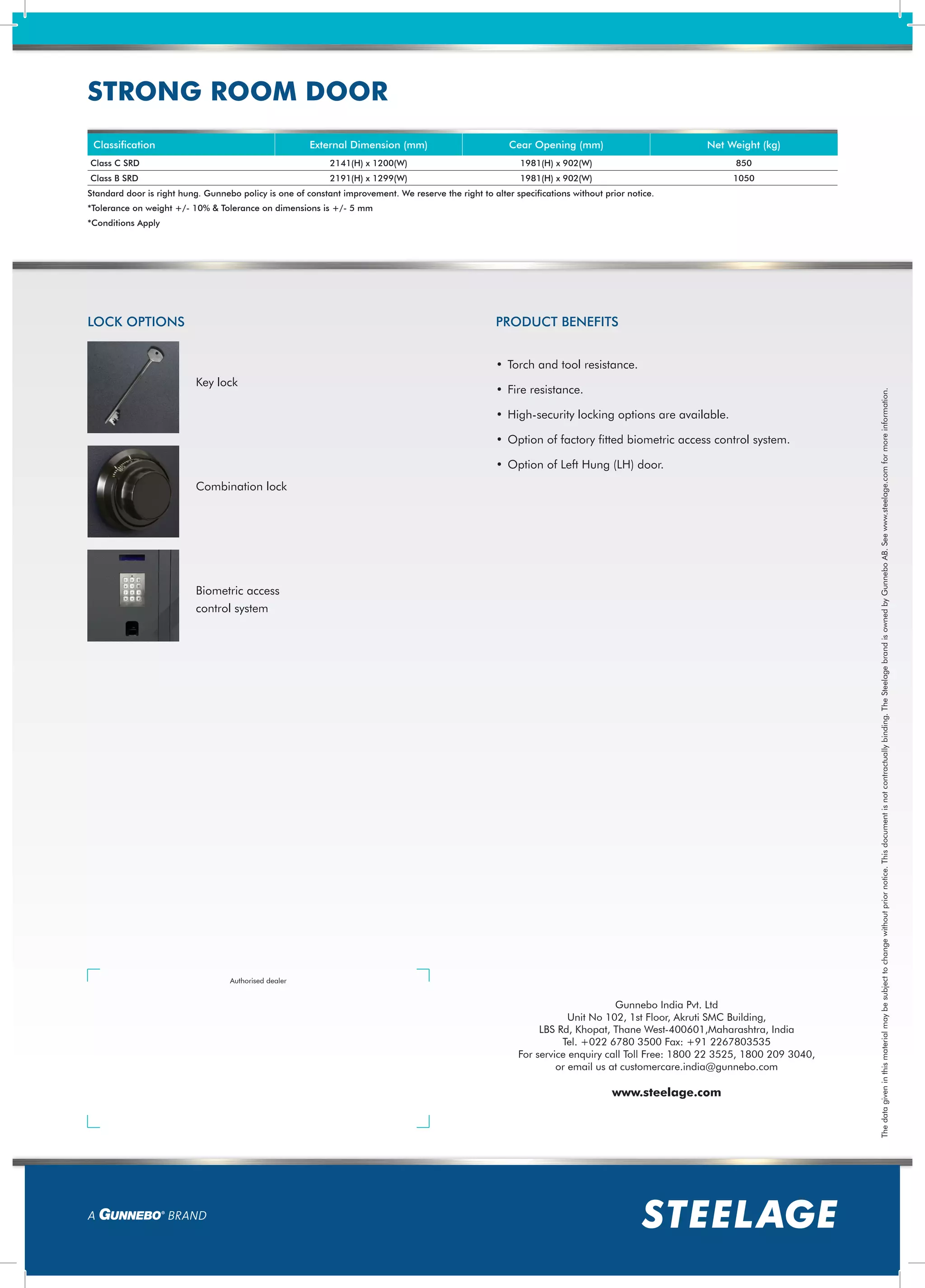 STEELAGE STRONG ROOM DOOR | PDF