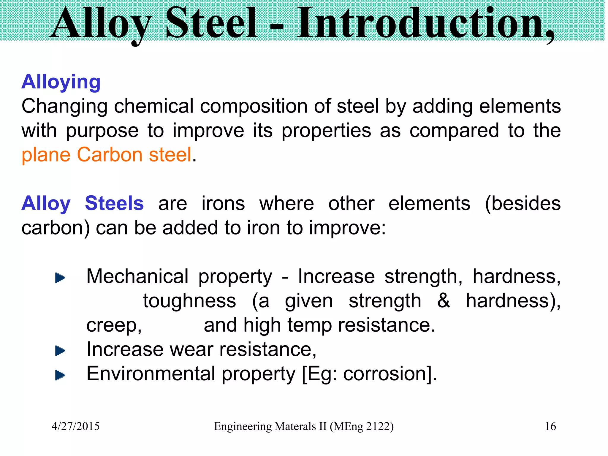 Steel and effect of alloying elements | PPTX