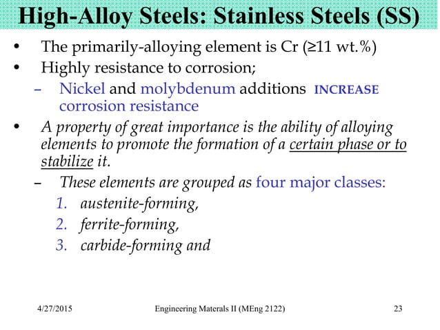 Steel and effect of alloying elements | PPTX | Chemistry | Science
