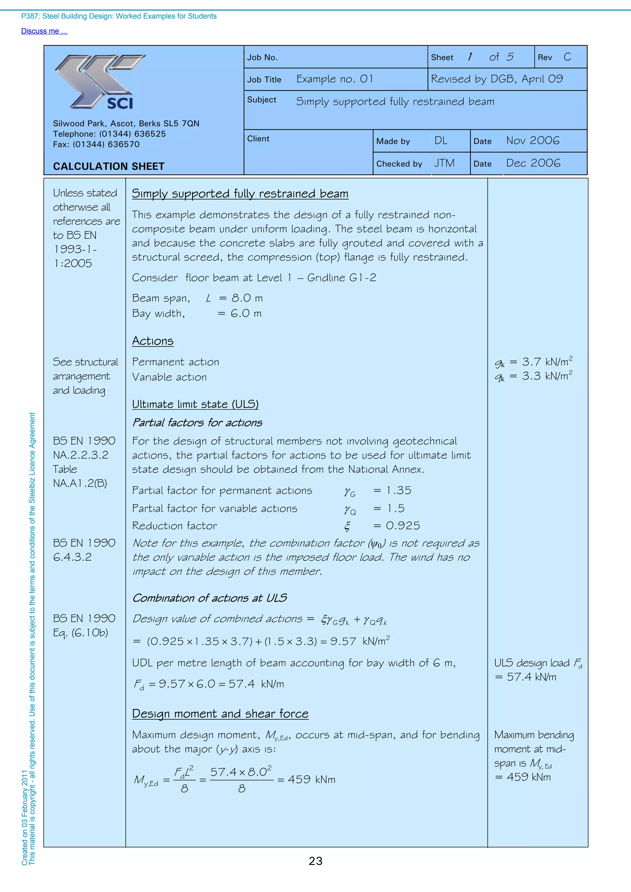 Steel building design worked example | PDF